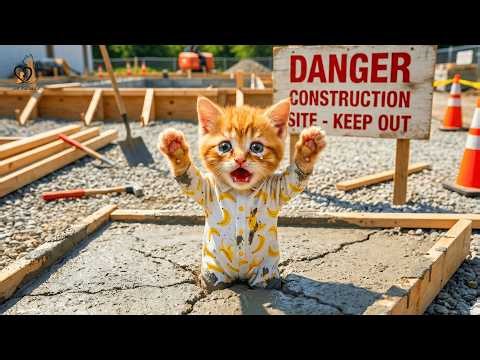Ginger Kitten Lost in Wet Cement and No one Knows-- Papa and Mama Cat starts Searching....
