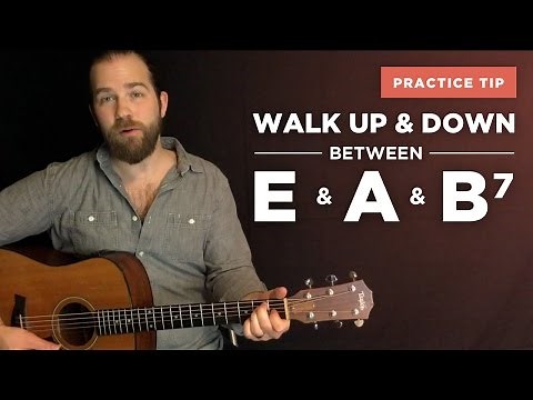 ⭐️ Walking up & down between the E, A, and B7 (bass note transitions)