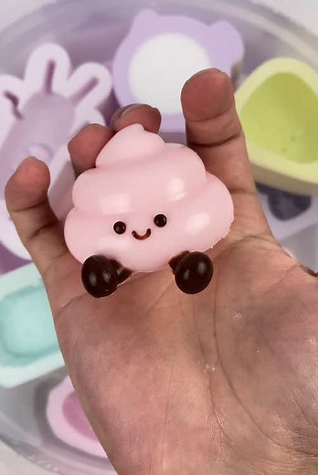 Demoulding a Cute Pink Poop Squishy Toy
