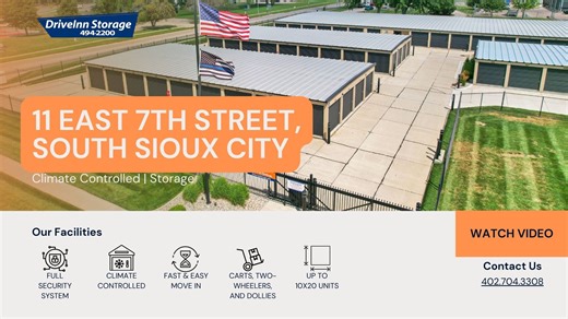 🎥 Now Touring: Secure Storage at 11 East Seventh Street | South Sioux City Looking for reliable, secure storage in South Sioux City? Our latest video highlights our facility at 11 East Seventh Street, located just two blocks south of the YMCA, offering both climate-controlled and traditional storage units to fit your needs. 🌡️ Climate-Controlled Storage ✔️ Maintains temperatures between 65–80°F year-round ✔️ Ideal for temperature-sensitive belongings 🔒 Security & 24/7 Accessibility ✔️ 24/7 ac
