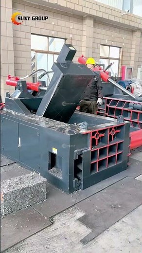 Horizontal Metal Baler Crushing Iron Chips - Powerful Compaction!#balermachine