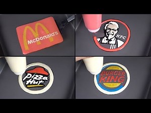 Fast Food Logo Pancake Art - BURGER KING, MCDONALD, PIZZA HUT, KFC