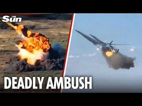 Ukrainian troops BLITZ Russian convoy as tank explodes in fireball