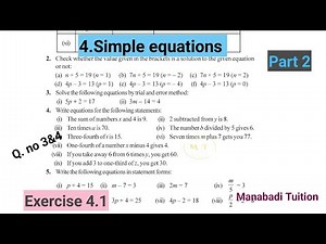 7th class maths|Chapter 4|🤷‍♀️Simple Equations| 💁‍♀️Exercise 4.1| Q no 3&4 |part 2|