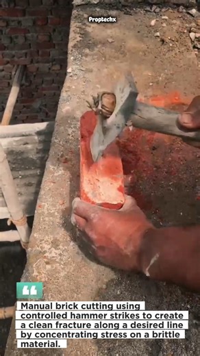 Brick Cutting Hack with Hammer Precision #construction #DIY #tools