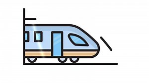 Train icon animation. Animated icon related to transportation, speed. suitable for user interface, provide visual feedback and more. Looping animation style. Transparent background