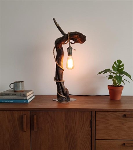 Unique Driftwood Floor Lamp “aurelia” – 67 Cm Sculpture Lamp With Certificate - Etsy