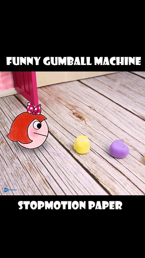 Seegi is excited to try the gumball machine. So funny 🤣🤣🤣 #stopmotion #stopmotionpaper #stopmotionanimations #animation #trend #tiktok #gumballmachine #candy #colorful #funny #funnyvideo #seegichannel