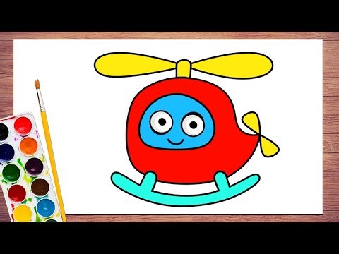 How to Draw a Cute Helicopter 🚁 Easy | Cute Helicopter Drawing Tutorial | Kids Drawing Tutorial