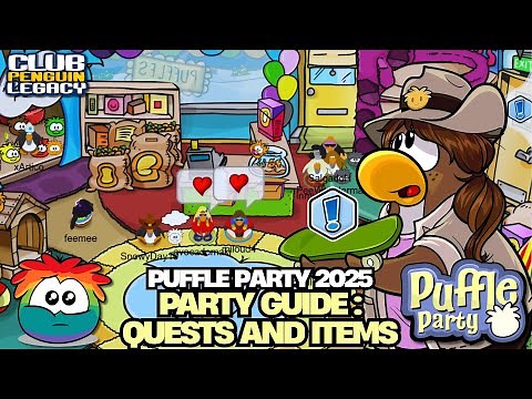 🌈 PUFFLE PARTY 2025 GUIDE ✨ ALL QUESTS & FREE ITEMS - PART 1 | Club Penguin Legacy