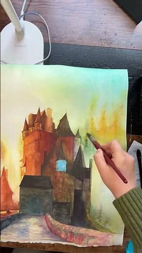 Art Process: Castle Eltz Meets Dragon in Magical Watercolor