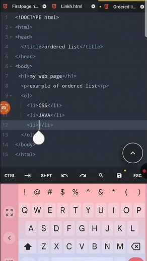 HTML Ordered List #tutorial #coding #programming