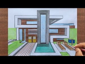 How to Draw a House in 1-Point Perspective Step by Step