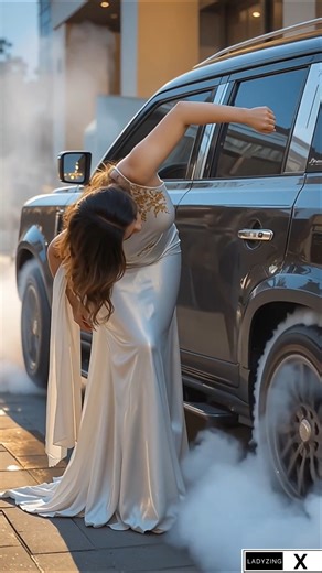 Dubai Princess with Defender SUV | White Silk Gown Luxury Cinematic Entry 4K #shorts #explore #feed