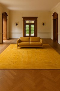 Modern Mustard Yellow Area Rug – Abstract Line Pattern Carpet for Living Room - Etsy