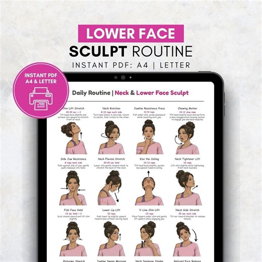 Neck & Lower Face Exercises | Jawline Exercises Chart | Neck Exercises for Women | Face and Neck Workout Poster | Printable Exercise PDF - Etsy Australia