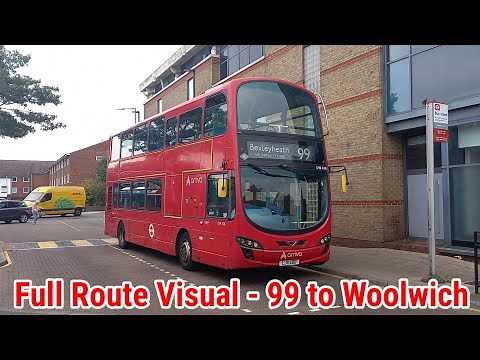 Full Route Visual | London Bus Route 99 - Bexleyheath, Town Centre to Woolwich | (DW428) LJ11ADO
