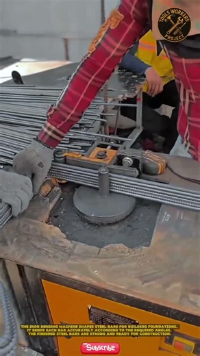 Fast and efficient process! Pro worker uses automatic iron bending tool in construction projects