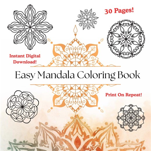 30 Easy Mandala Coloring Pages Printable – Relaxing Coloring Sheets, Digital Download - Etsy