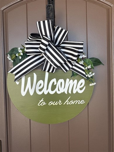 Farmhouse Welcome Door Sign – Round Entryway Decor With Bow - Etsy