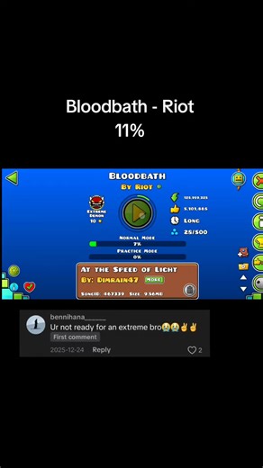 I believe Bloodbath will he my first demon, even though I took a long break from geometry dash | #geometrydash #gd #tiktok #foryoupage #fyp