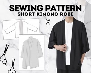 Men's Short Kimono Robe Sewing Pattern: DIY Tutorial (PDF Pattern) - Etsy