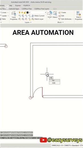 Automate Area Calculation using MJ AutoCAD Shortcut #landsurveying #autocad #yqarch #architecture
