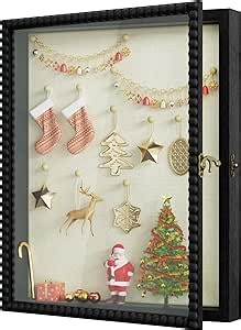 Love-KANKEI Shadow Box Frame 13x16, Deep Large Shadow Box Display Case with Unique Beads Door and Glass Window, Wood Memory Box for Pictures,Medals,Memorabilia,Collections Black