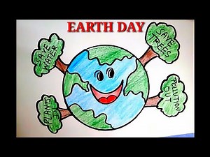 How to draw save earth save life l| Happy earth day drawing poster for kids... step by step.