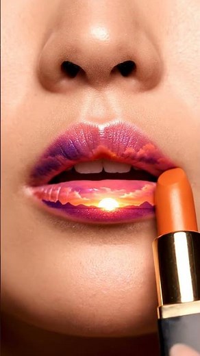 Pink Skies Sunset Lipstick Transformation 💄 | ASMR Lip Art #ai #asmr #asmrmakeup #satisfying #beauty