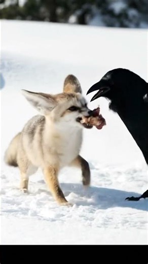 Smart Bird! Raven Outsmarts the Sneaky Fox!