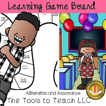 Alliteration Assonance Figurative Language Learning Game Board Grades 4 to 7