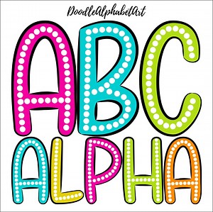 Dots Alphabet PNG Bundle: Vibrant Handwritten Font (digital Download) - Etsy