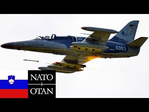 Slovenia, NATO. Attack aircraft, tanks and armored vehicles during live firing exercises.