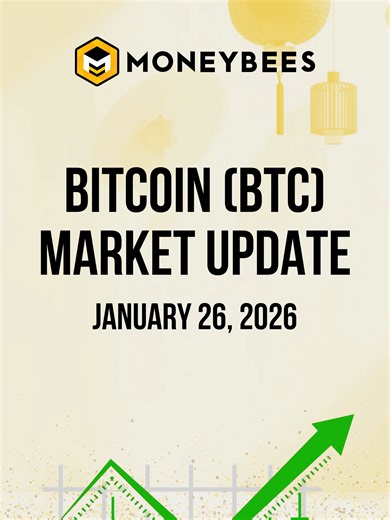 🚀 MONEYBEES BITCOIN (BTC) MARKET UPDATE (January 26, 2026) 🚀 At 7:14 AM today, Bitcoin is trading at $86,333.76 with a 24-hour trading volume of $34.45 Billion. Over the past day, Bitcoin's price has dipped by 3.21%, with a circulating supply of 19.98 Million BTC and a market cap of $1.72 Trillion. Disclaimer: This update is for informational purposes only and not financial advice. Here are today’s top 5 global crypto news stories: 1. Bitcoin Shows Momentum Data from market leaders show Bitcoi