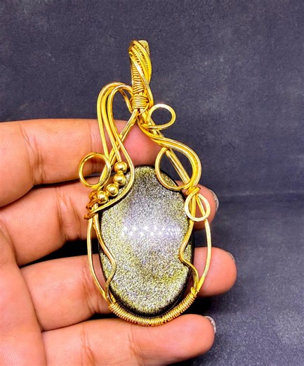 Gold Wire Wrapped Golden Obsidian Pendant – Handmade Boho Crystal Necklace, Natural Obsidian Stone Jewelry, Unique Gift for Him or Her - Etsy