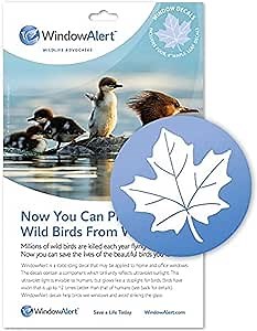 WindowAlert Maple Leaf Anti-Collision Decal - UV-Reflective Window Decal to Protect Wild Birds from Glass Collisions - Made in The USA