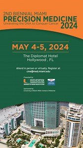Join us at our 2nd Biennial Miami Precision Medicine 2024 conference sponsored by University of Miami Miller School of Medicine. The conference will gather the entire healthcare community to help advance #PrecisionMedicine into routine practice. Let's advance #cancer care! 🙌 Learn more about our programming and register today: https://loom.ly/qNmb_fk. #MiamiPrecisionMedicine2024 | Sylvester Comprehensive Cancer Center