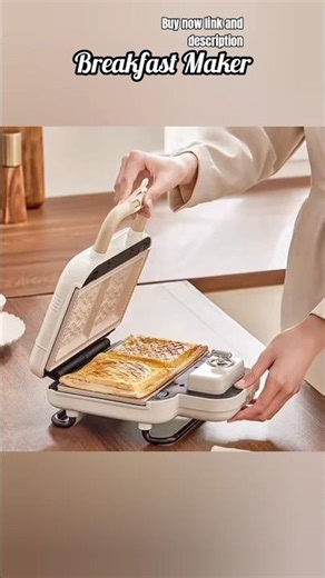 Dual Plate Breakfast Maker, MultiFunction Waffle and Sandwich Toaster for Home Use, Quick Cook