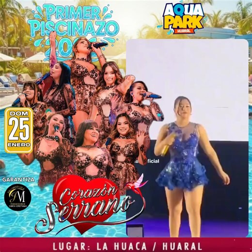 ​¿PLAN PARA ESTE 25 DE ENERO? ¡AL AGUA CON CORAZÓN SERRANO! 👙🎤 ​El 2026 arranca con todo en el Aqua Park Huaral. Imagínate: sol, piscina y los mejores éxitos de Corazón Serrano sonando en vivo. 🍹✨ ​¡Etiqueta a tu grupo de amigos con los que vendrás a cantar a todo pulmón! 👇 ​📍 La Huaca - Huaral 🎟️ ¡Asegura tu entrada antes que se agoten!