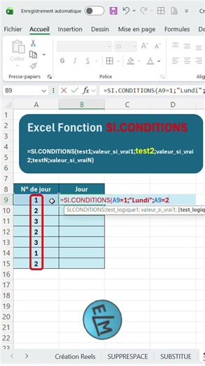 EXCEL FONCTION SI.CONDITIONS