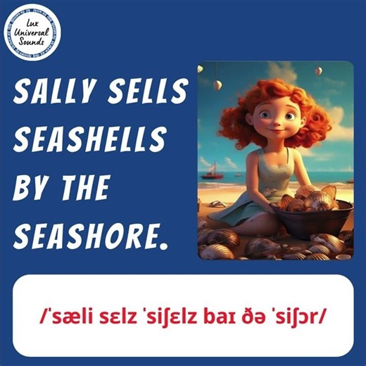 Tonguetwister: Sally sells seashells by the seashore.
