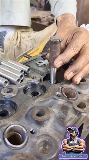 Perfect Engine Head Valve Guide Installation/Pro Mechanic Technique #mechanic #engine #shorts #yt