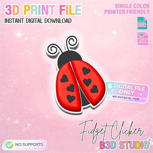 Ladybug Double Fidget Clicker STL & 3MF 3D Print File - Keychain (digital Download) - Etsy