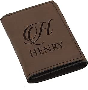 Custom Personalized Trifold Wallet for Men, Him, Husband, Groomsmen (Brown)
