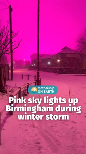 BBC reported that pink LED lights were from Birmingham City’s St Andrew’s football stadium, colouring the sky. | Mothership