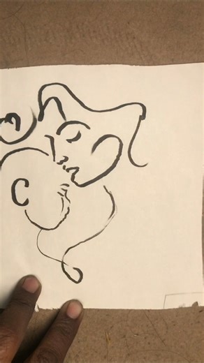 "Mother & Children Simple Line Art | Emotional Sketch Drawing | Pencil Art Tutorial"