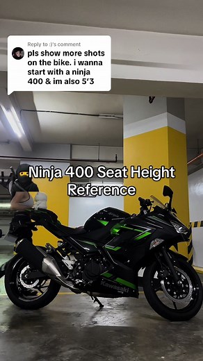 Replying to @:) Ninja 400 seat height reference for all you short queens & kings #ladyrider #kawasaki #ninja400 #motorcyclesoftiktok #sportsbike