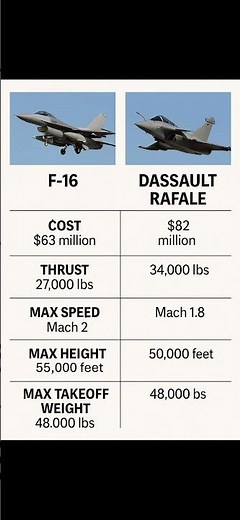 F-16 vs Rafale Fighter Jet Comparison | Speed, Cost, Thrust & More #FighterJets #Rafale #F16