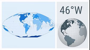 World Map Animation. McBryde-Thomas flat-polar parabolic pseudocylindrical equal-area projection. Colored continents style. Animated world map in McBryde-Thomas Flat Polar Parabolic projection.